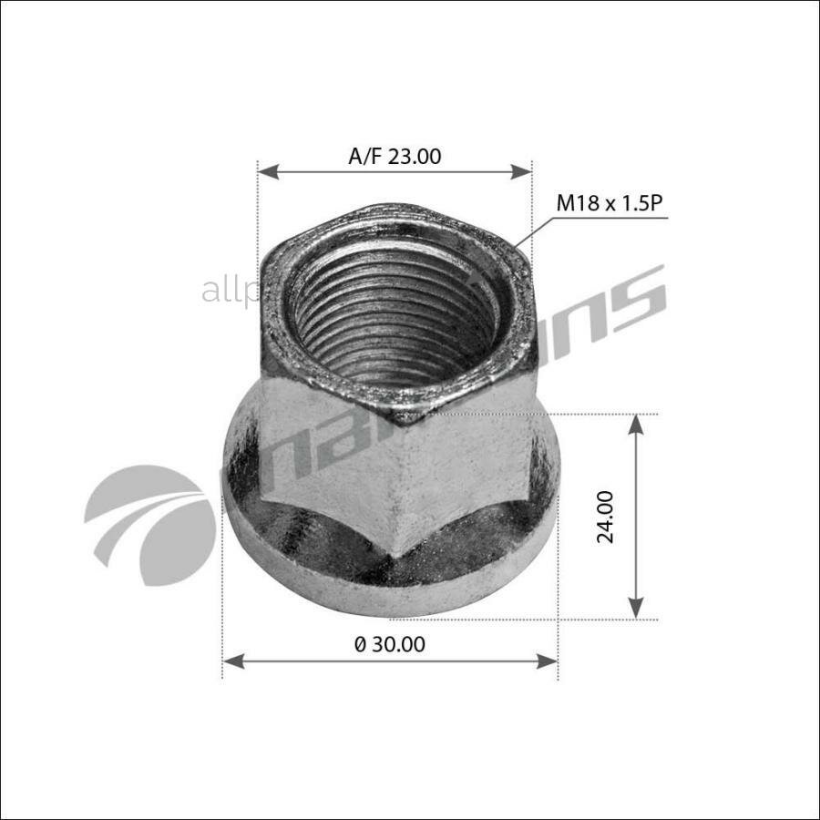 MANSONS 300506 гайка! колесная с юбкой M18x1.5 H=24 SW23\SAF