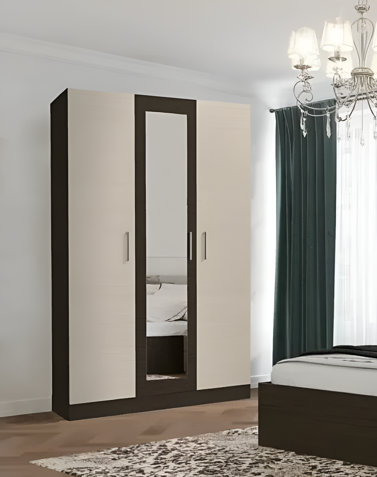 Шкаф 3-х ств. "Леси" + зеркало, (Венге/Дуб Молочный), Горизонт