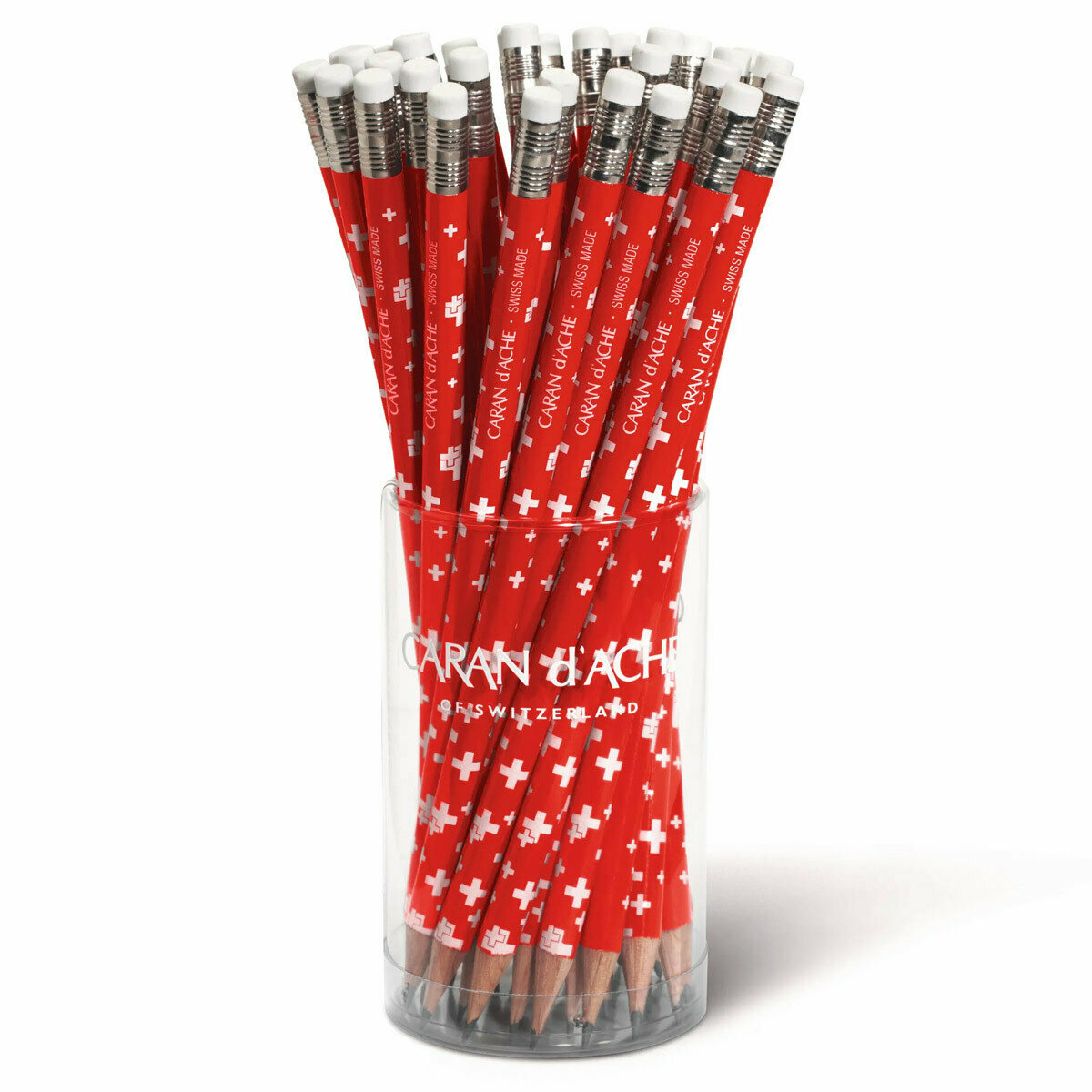 Чернографитовые карандаши Caran d`Ache Карандаши чернограф. с ластиком Caran d’Ache Swiss Flag, HB, 36шт, тубус