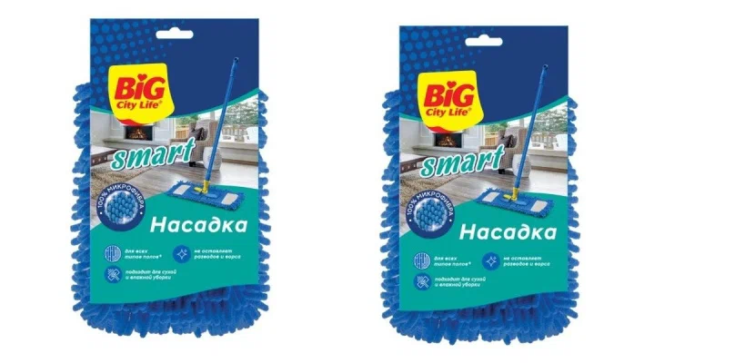 Насадка BIG City из микрофибры шенилл для швабры smart 2 шт