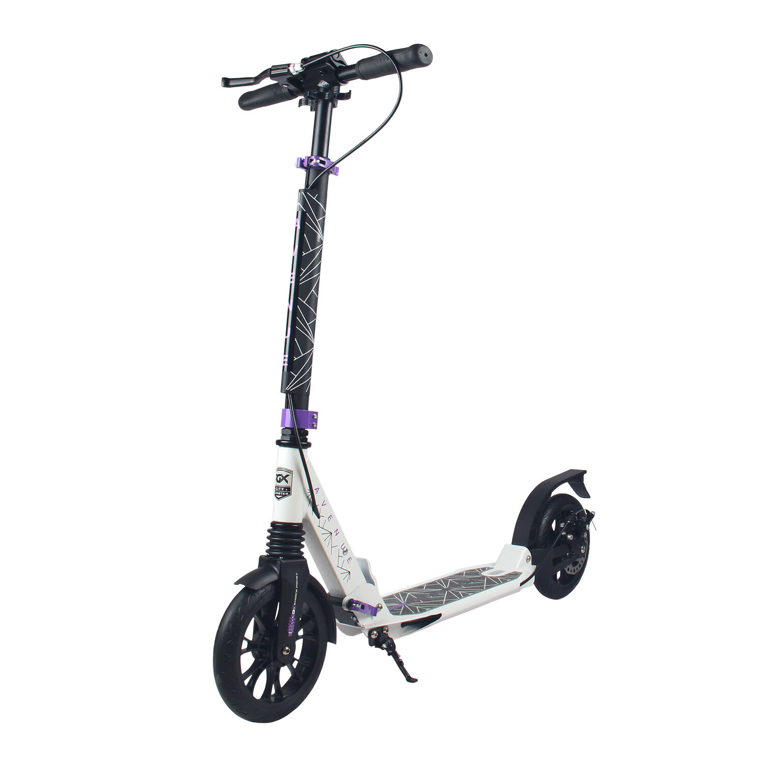 Самокат Rgx Avenue 200мм White (100%алюминий, дисковый тормоз, передний и задний амортизаторы)