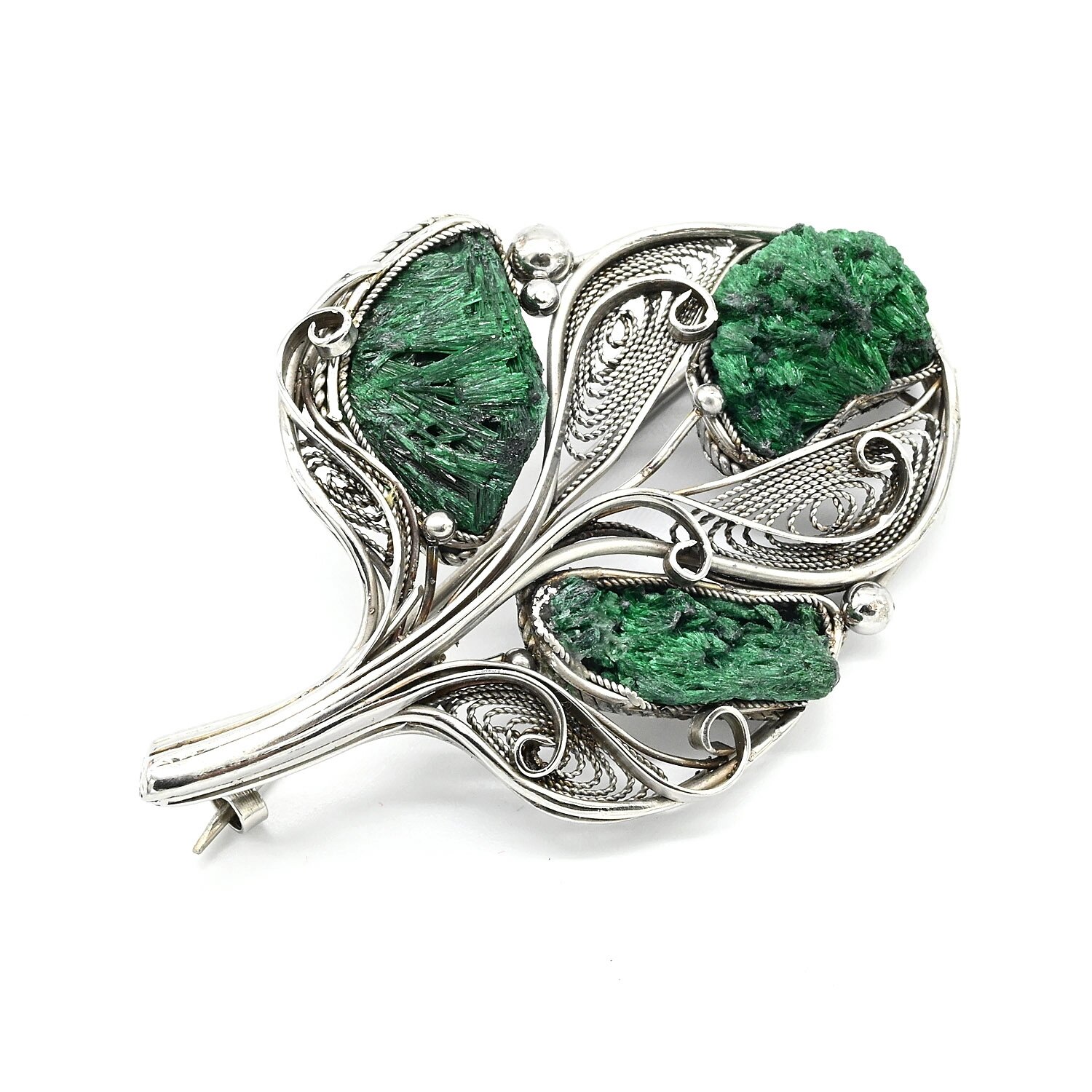 Брошь, малахит