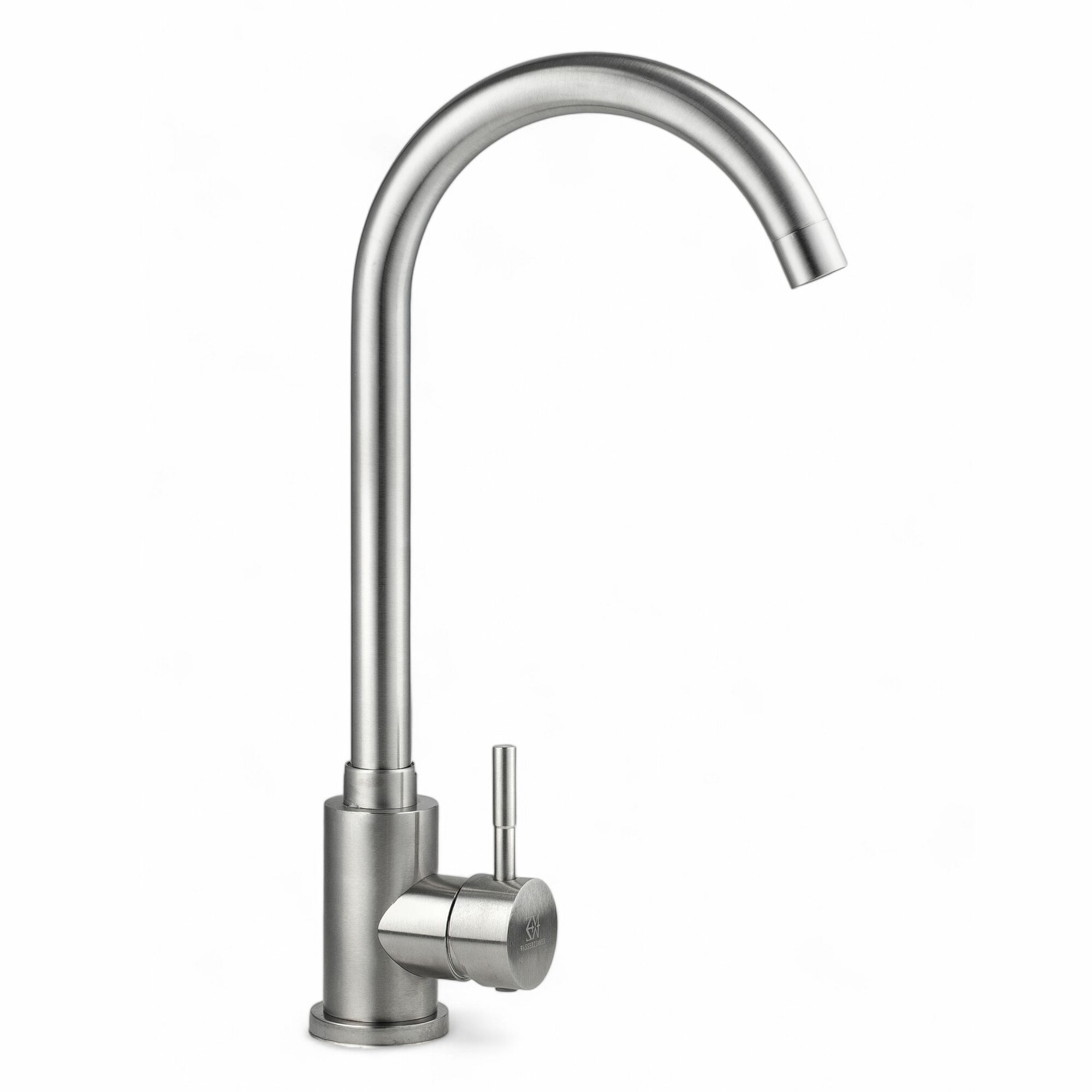 Смеситель для кухни с высоким поворотным С-образным изливом, сатиновый