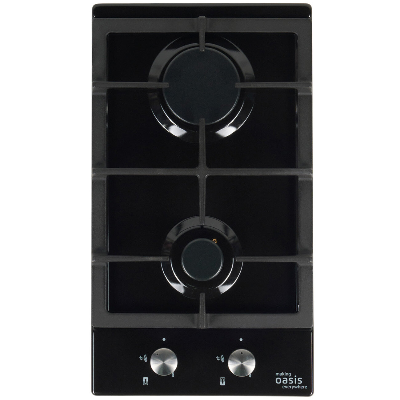 Варочная панель Oasis P-MEBD "Домино", чугун, электроподжиг, 2 газовых конфорки, цвет черный