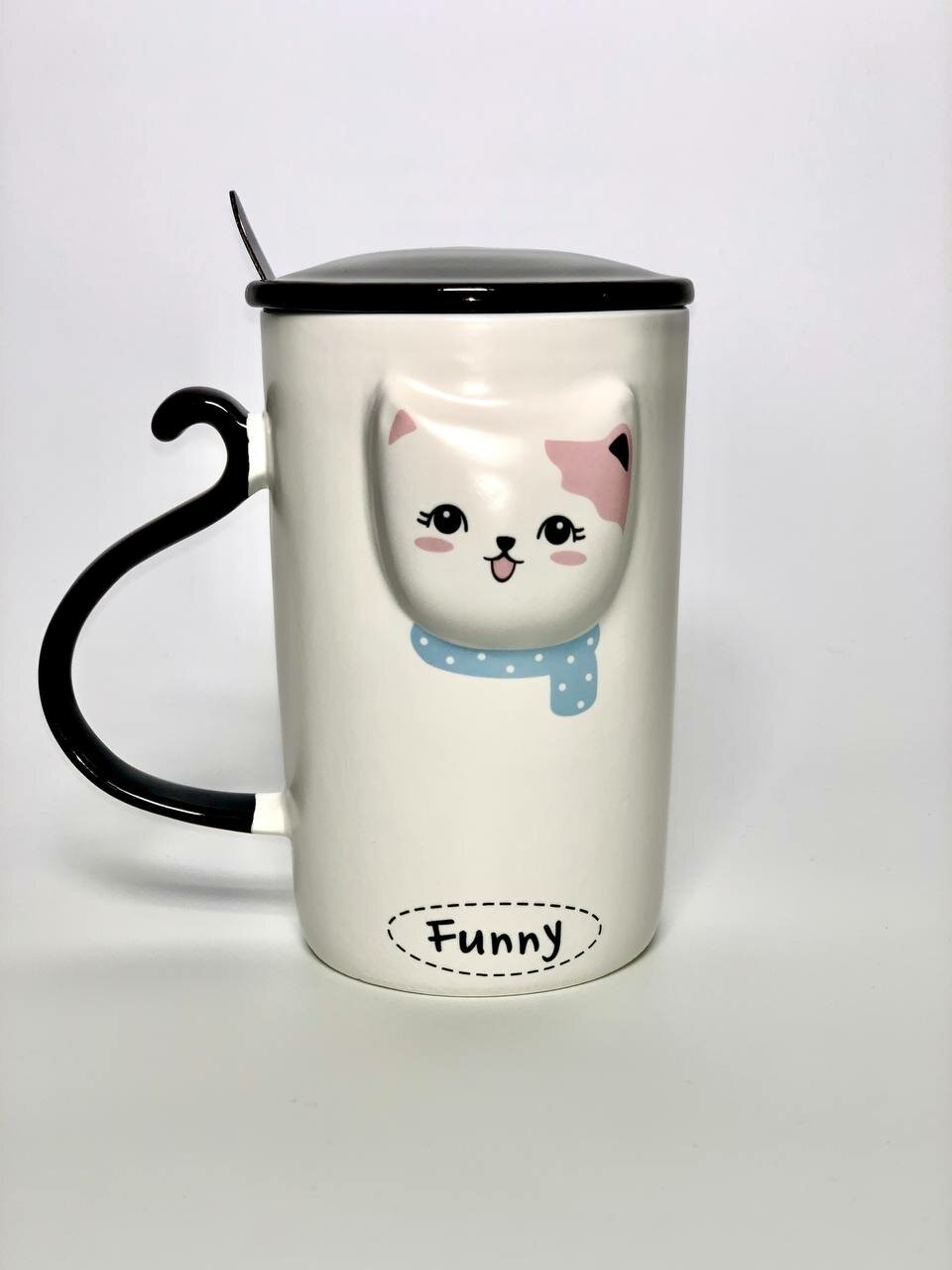 Кружка с крышкой "Забавная Кошечка"