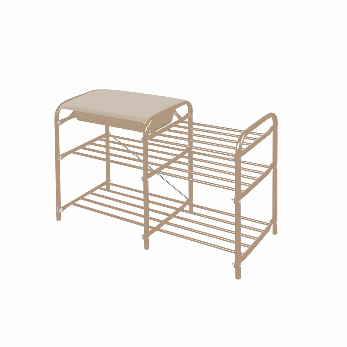 Этажерка для обуви Ника Люкс-5, 3 полки, 79 x 33 x 51 см, слоновая кость/бежевый металлик