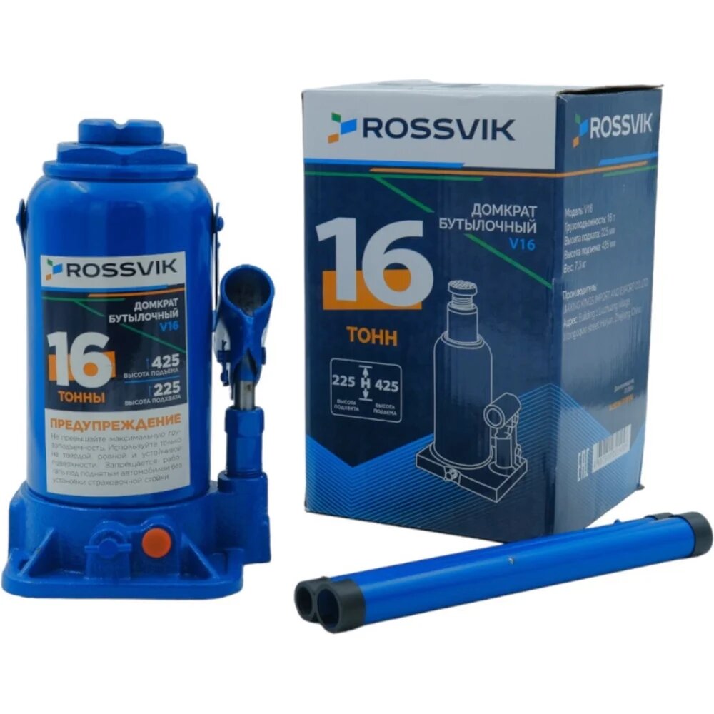Домкрат бутылочный Rossvik г/п 16,0т V16