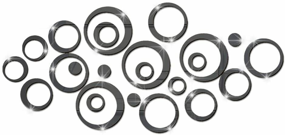 Зеркальные наклейки для интерьера В подарочной коробке, декор зеркальный настенный, наклейки интерьерные, наклейки на стену для декора, зеркальные наклейки на стену, наклейки многоразовые, MaskOff, 25 мм - 135 мм, 32 шт.