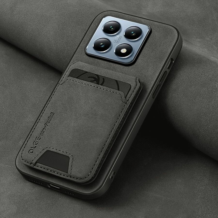 OLGE Кожаный Чехол Для Xiaomi 14T Pro (Сяоми 14T Про) С Картхолдером , Противоударный , Нескользящий И Удобный