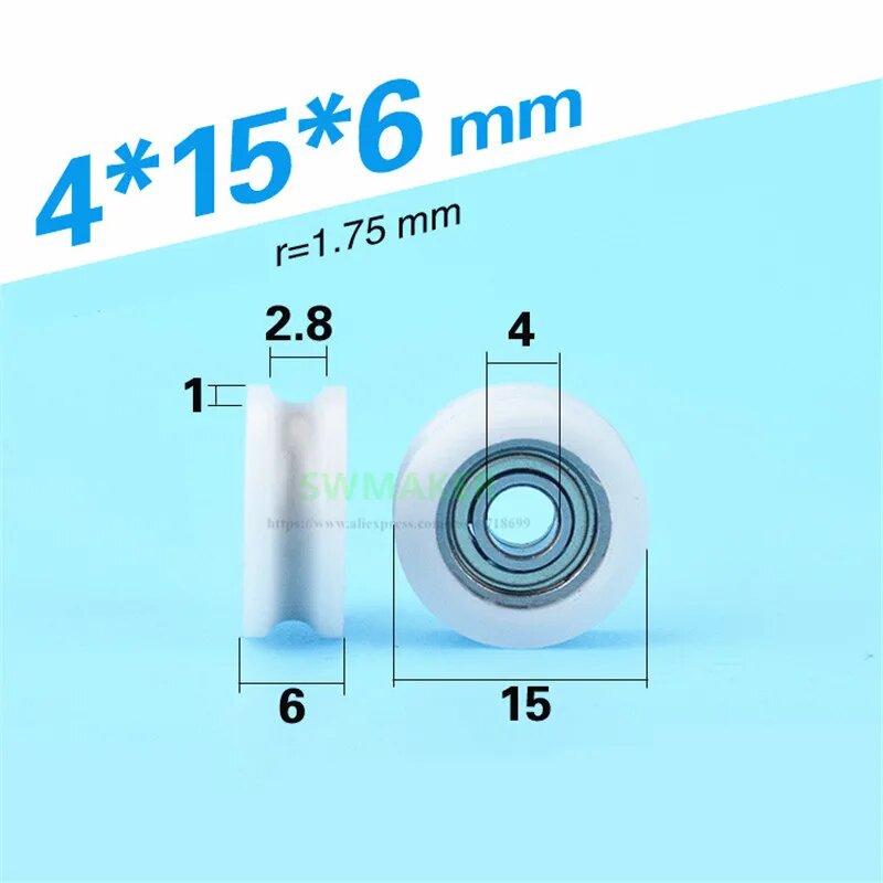 Пластиковый дверной ролик SEEJIE 4*15*6mm