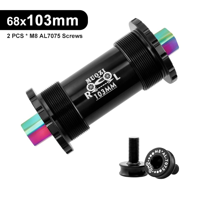 Керамический подшипник, нижний кронштейн для велосипеда BT-68 68*103-122 мм, титановый шпиндель Черный, 103mm Black