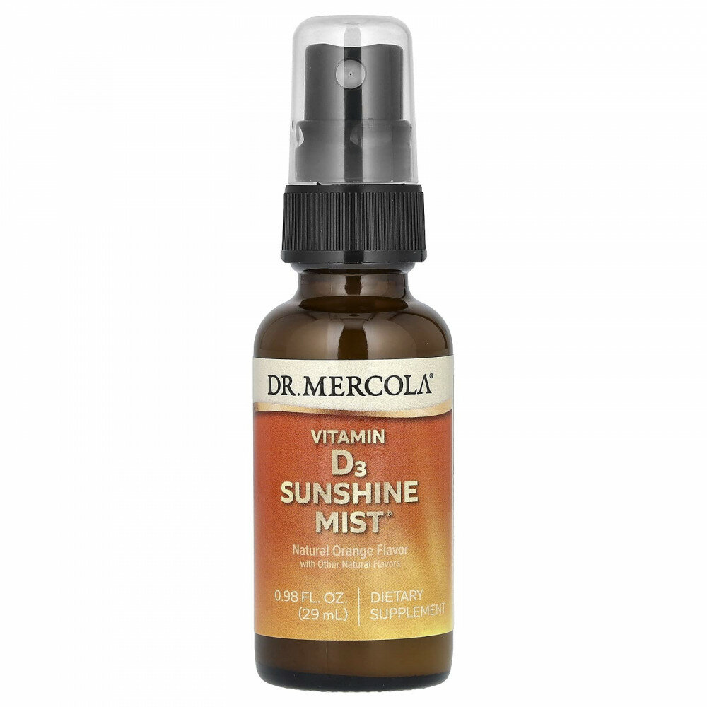 Dr. Mercola, Vitamin D3 Sunshine Mist, спрей с витамином D3, с натуральным апельсиновым вкусом, 29 мл (0,98 жидк. унции)