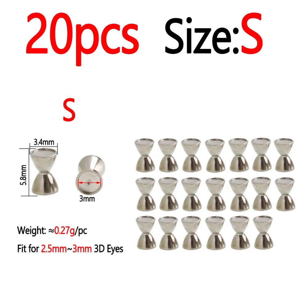 20шт Утяжелённые бусины для мух, Size: S