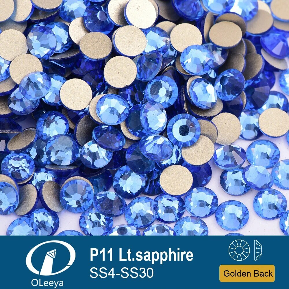 Oleeya Синие стразы P11 Lt.sapphire SS4-SS30, золотая основа