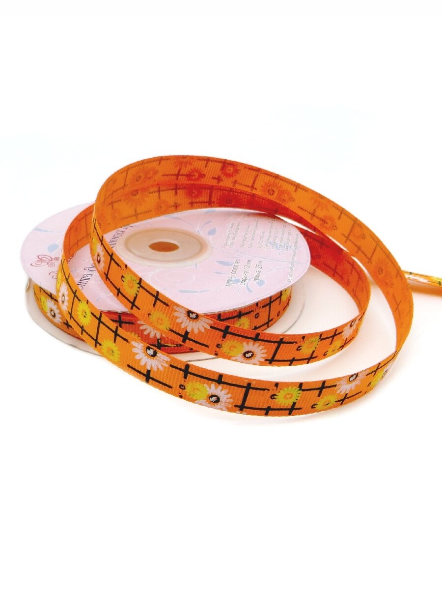 Лента декоративная Рукоделие принтованная, 25 м, цвет 02, полиэстер