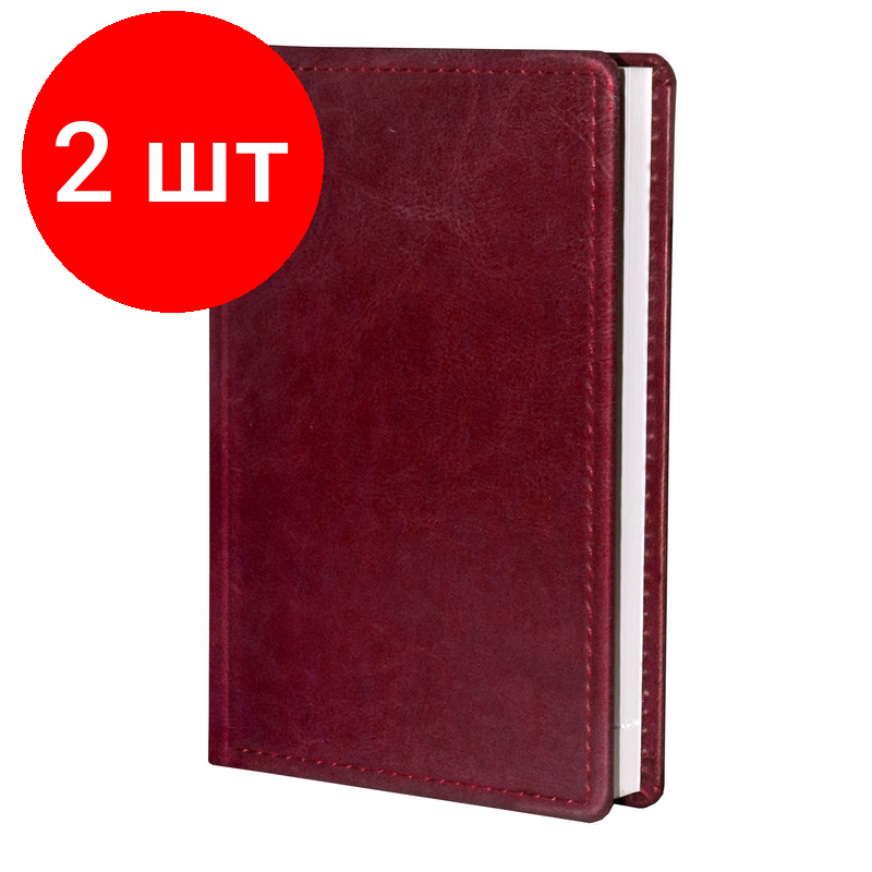 Комплект 2 штук, Ежедневник недатированный бордо, А6.100x150, 320стр, Agenda