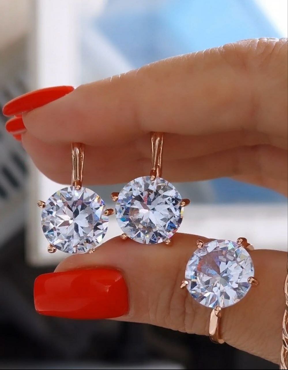 Комплект бижутерии, фианит