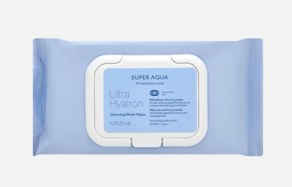 Салфетки MISSHA влажные Aqua Ultra Hyalron, для умывания и снятия макияжа, с маслами, 30 штук