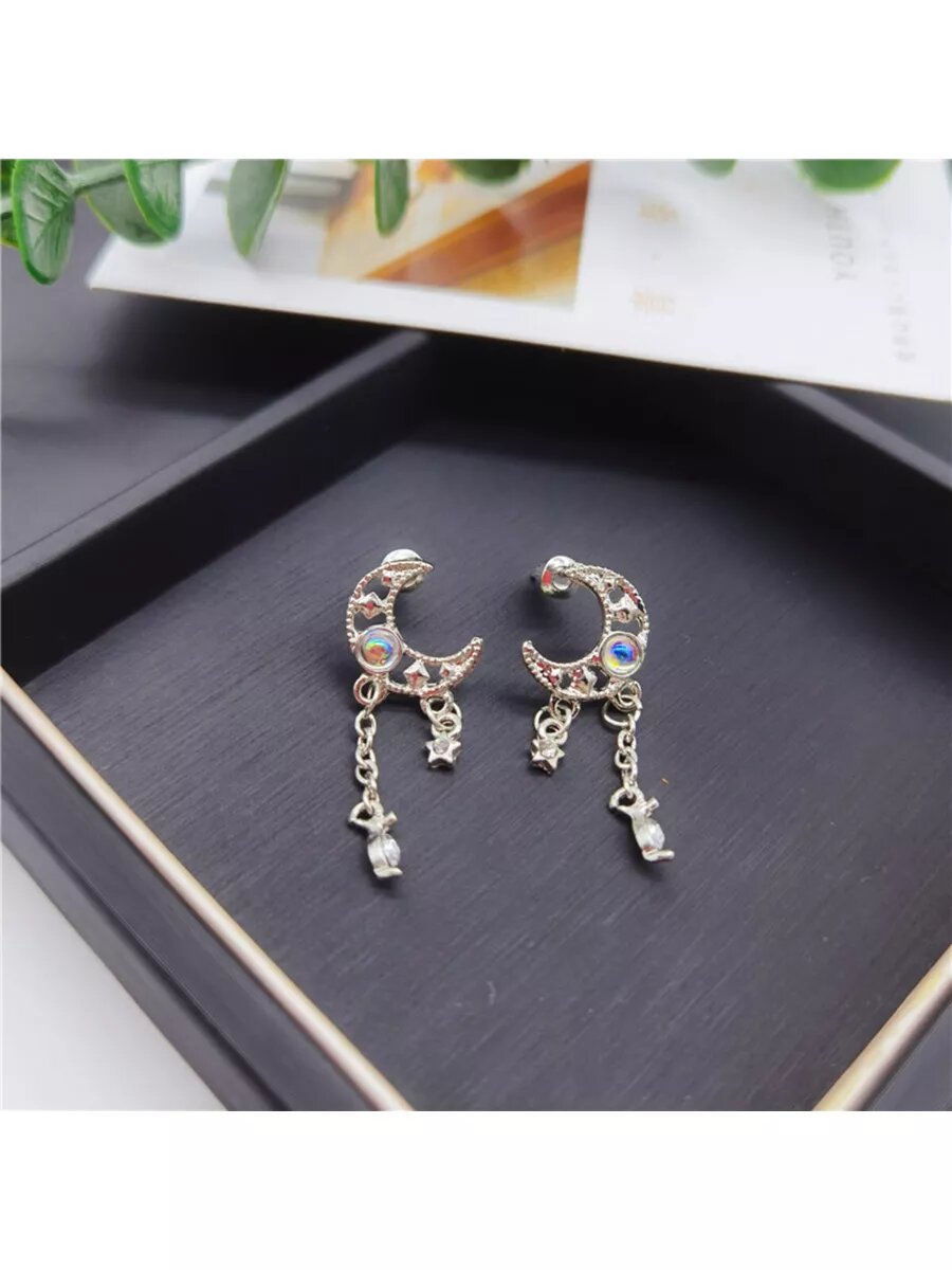 Серьги пусеты, фианит