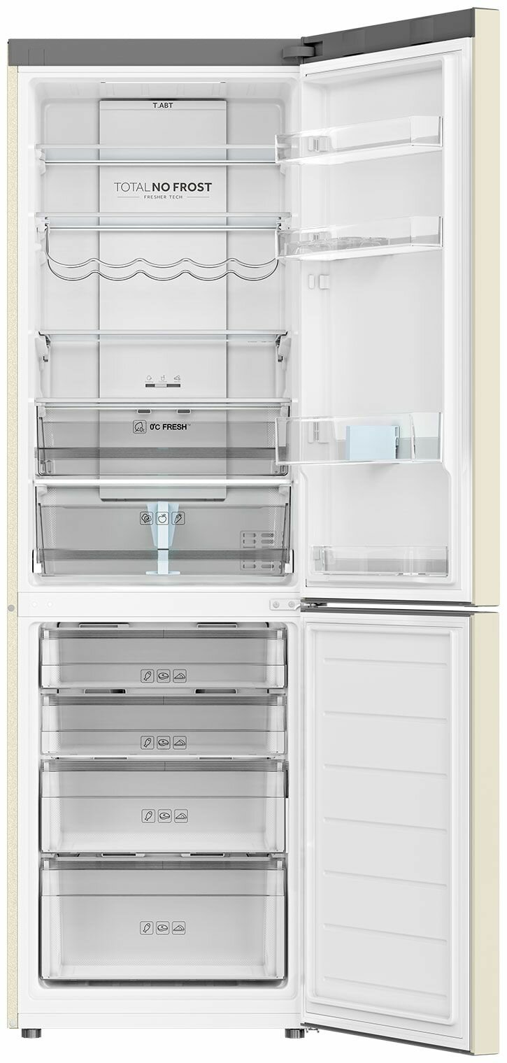 Двухкамерный холодильник Haier C2F636CCFDU1 No frost, бежевый