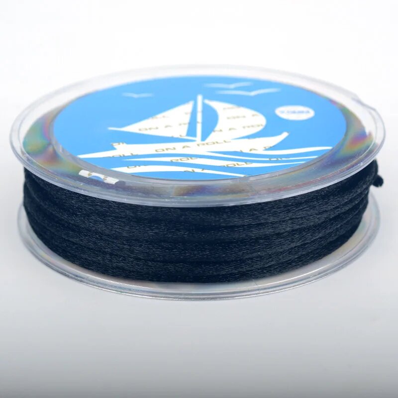 Шелковый атласный макраме шнур для бижутерии 1MM about 20meters, 21black