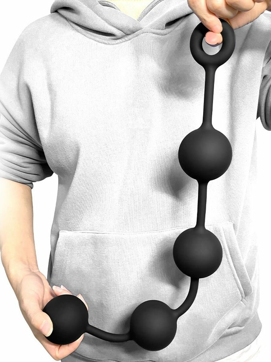 Огромная анальная цепочка "SUPER BIG BLACK ANAL SILICONE BEADS" 52см
