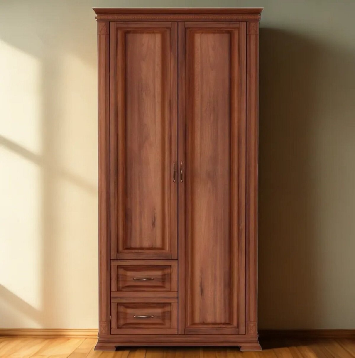 Шкаф распашной двухдверный из сосны Верди Premium 109, 100x60x200 дуб 2