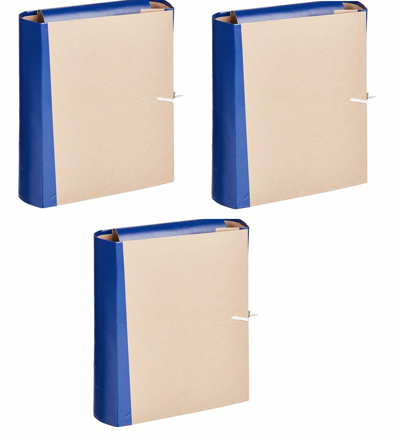 Attache Папка архивная, крафт, бумвинил, 4 завязки, синий, 3 уп