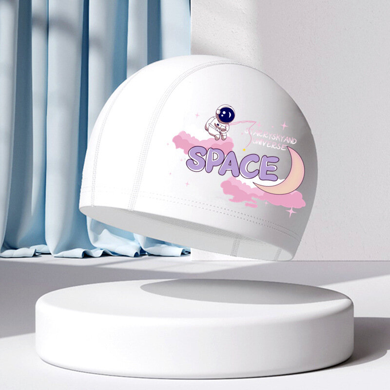 Шапочка для плавания "Астронавт", водонепроницаемая, с индивидуальным логотипом, белая