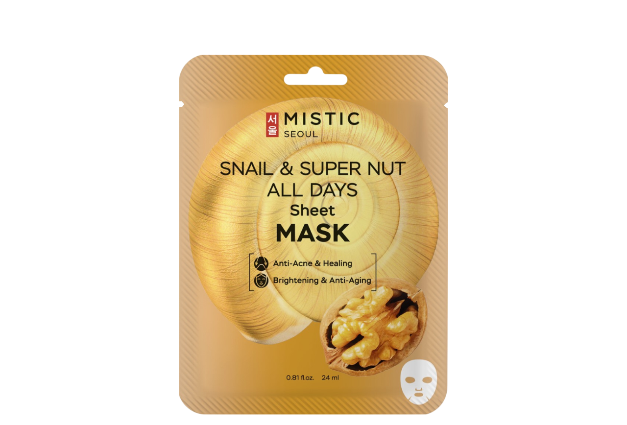 Тканевая маска для лица с муцином улитки и экстрактом ореха