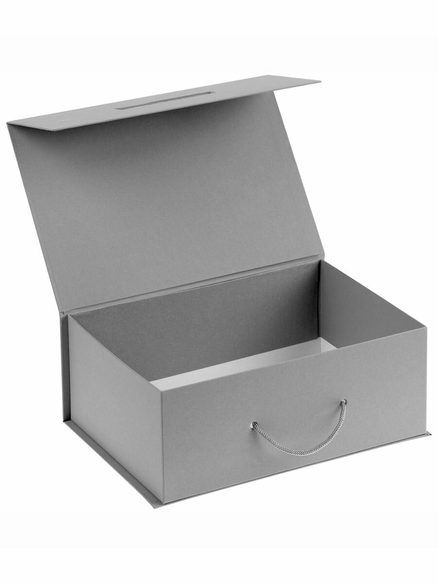 Коробка подарочная для хранения, с ручкой, 33х21х12, серая, подарок на День Рождения, на Выпускной, преподавателю девушке женщине