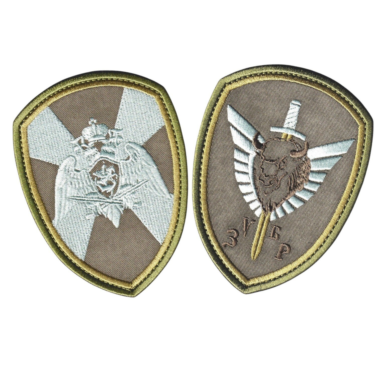 Шевроны Росгвардии Зубр + Орел Комплект Полевые Оливковые (Оливковый / На липучке)