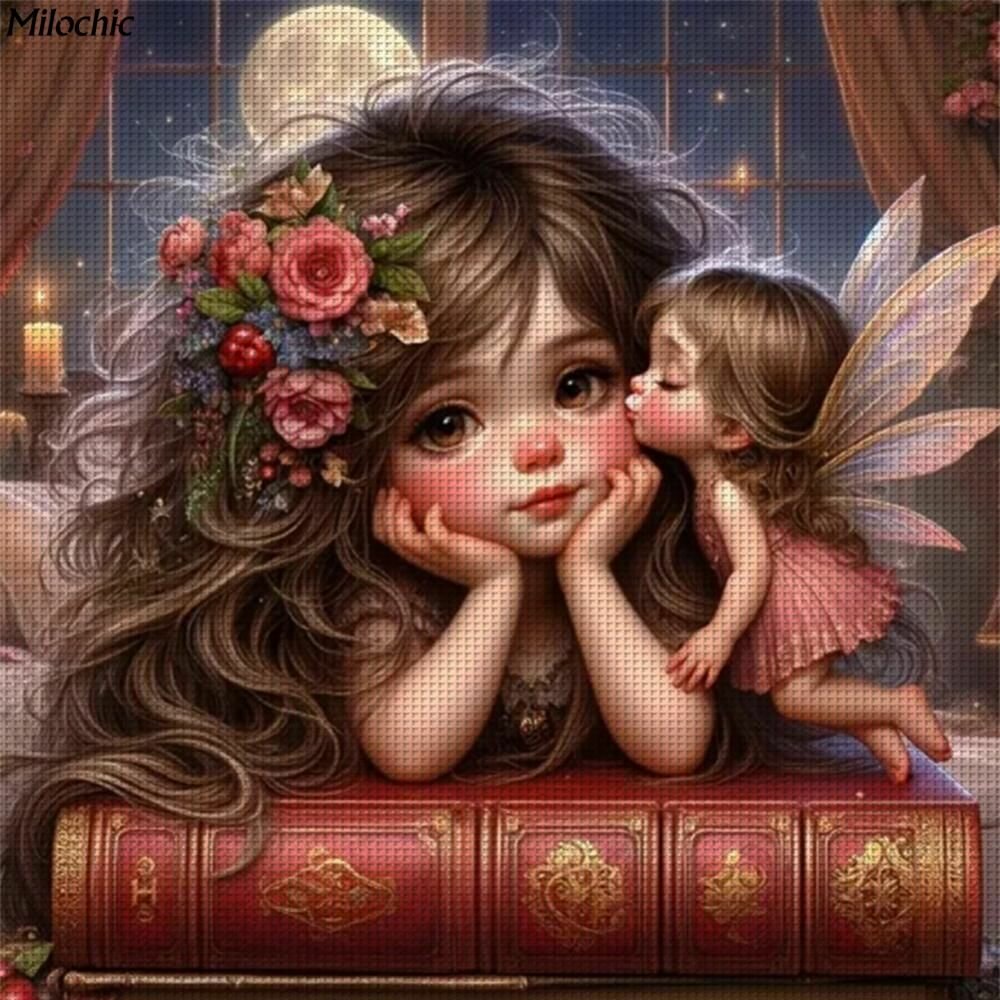 Экологическая хлопчатобумажная нить, 11 карат, 3 нити, принт, 40*40 см, девочка, набор для вышивания крестиком серии character, Хлопок