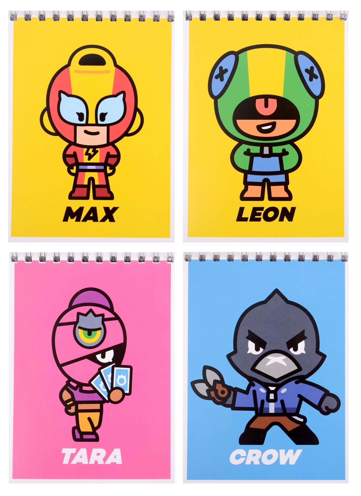 Блокнот А6 40 листов, нелинованный, "Leon, Amber, Emz, Nita, Frank" спираль, Brawl Stars