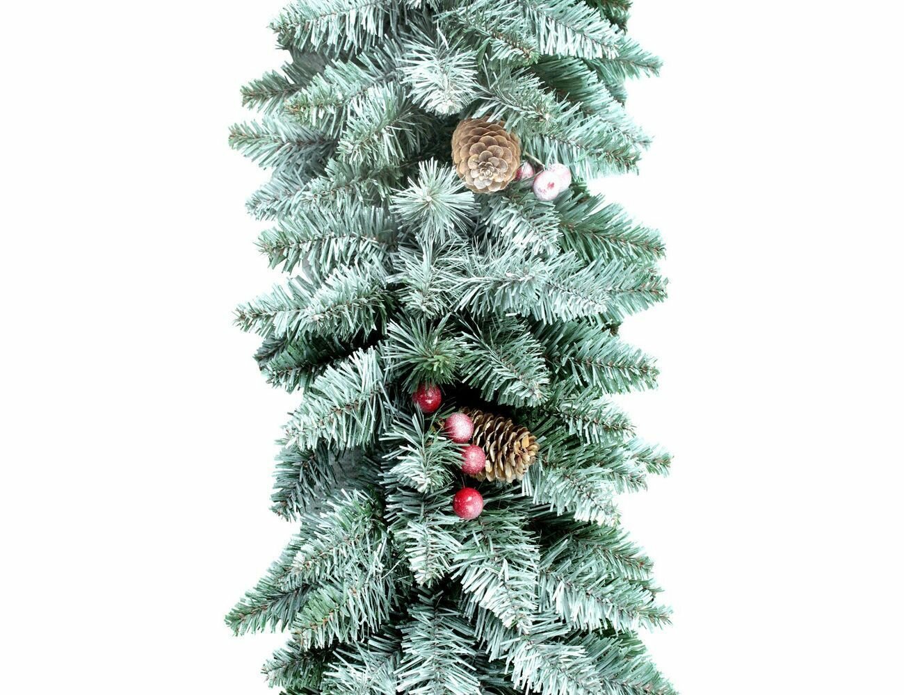 Хвойная гирлянда дары еловой чащи с шишками и ягодами, заснеженная, хвоя ПВХ, 180 см, MOROZCO GR-1