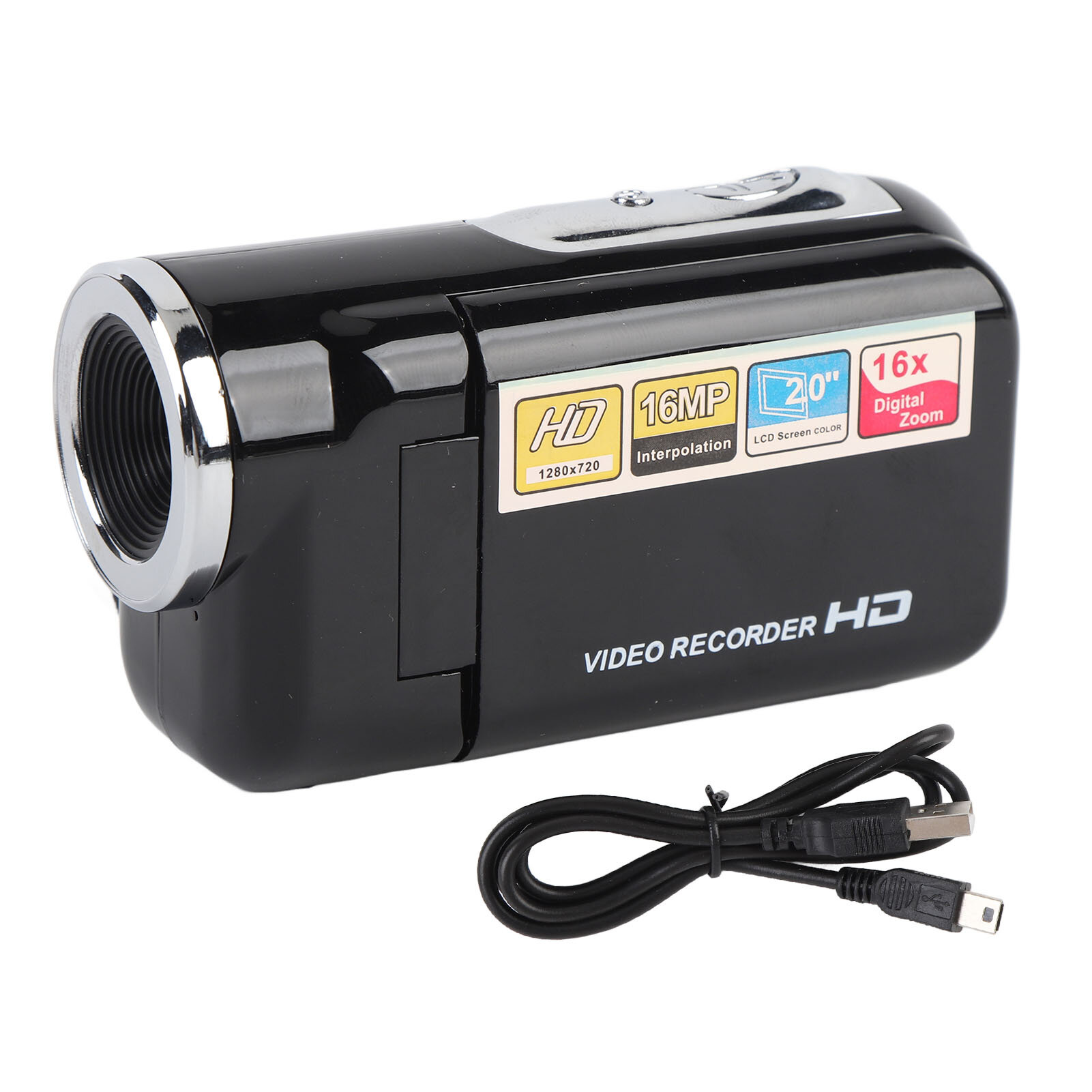 Цифровая видеокамера 2-дюймовый цветной экран 1080P 16MP 16x Zoom Anti Shake DV Camcorder для путешествий Campus Growth Record Black