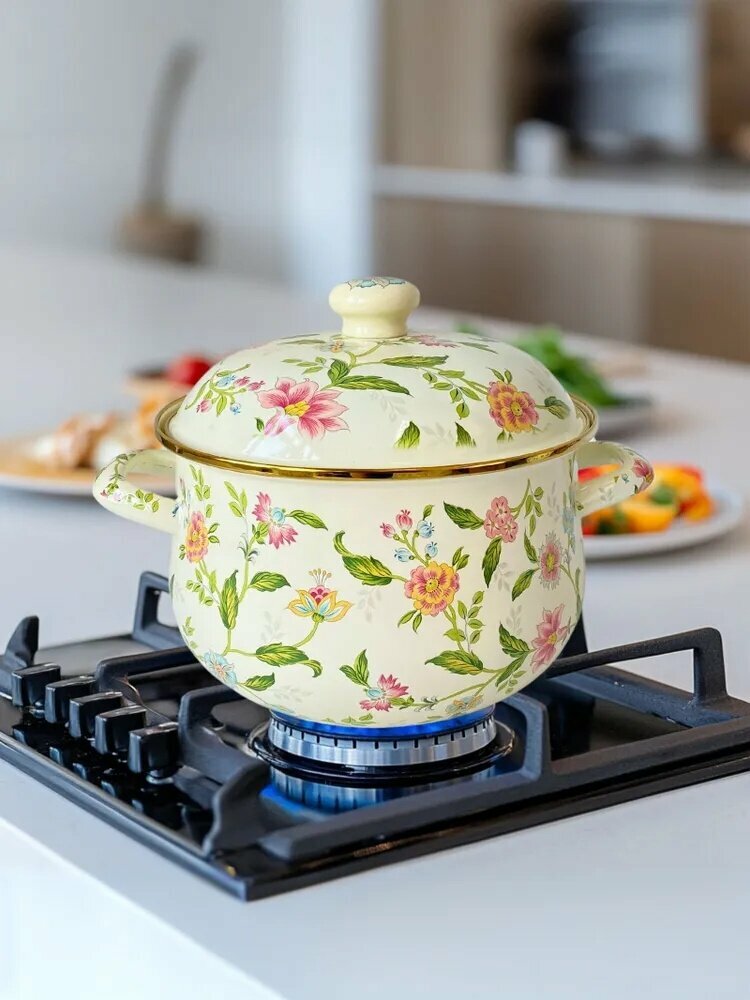 Кастрюля Ароматные цветы, Эмаль, Железо, 3,5 л