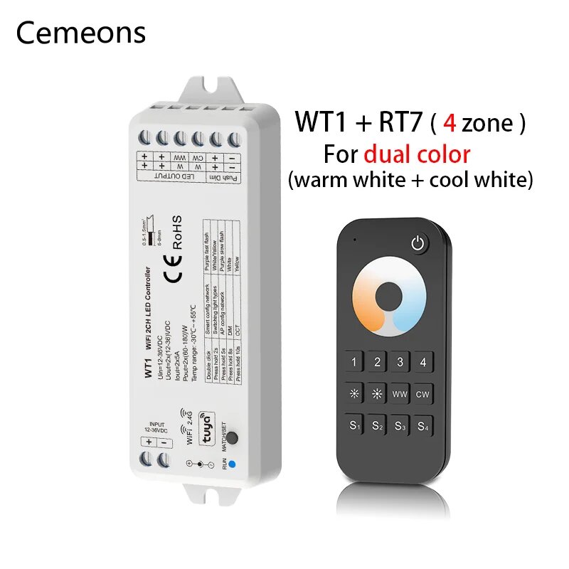 Tuya WT1 Диммер для светодиодной ленты WT1 and RT7