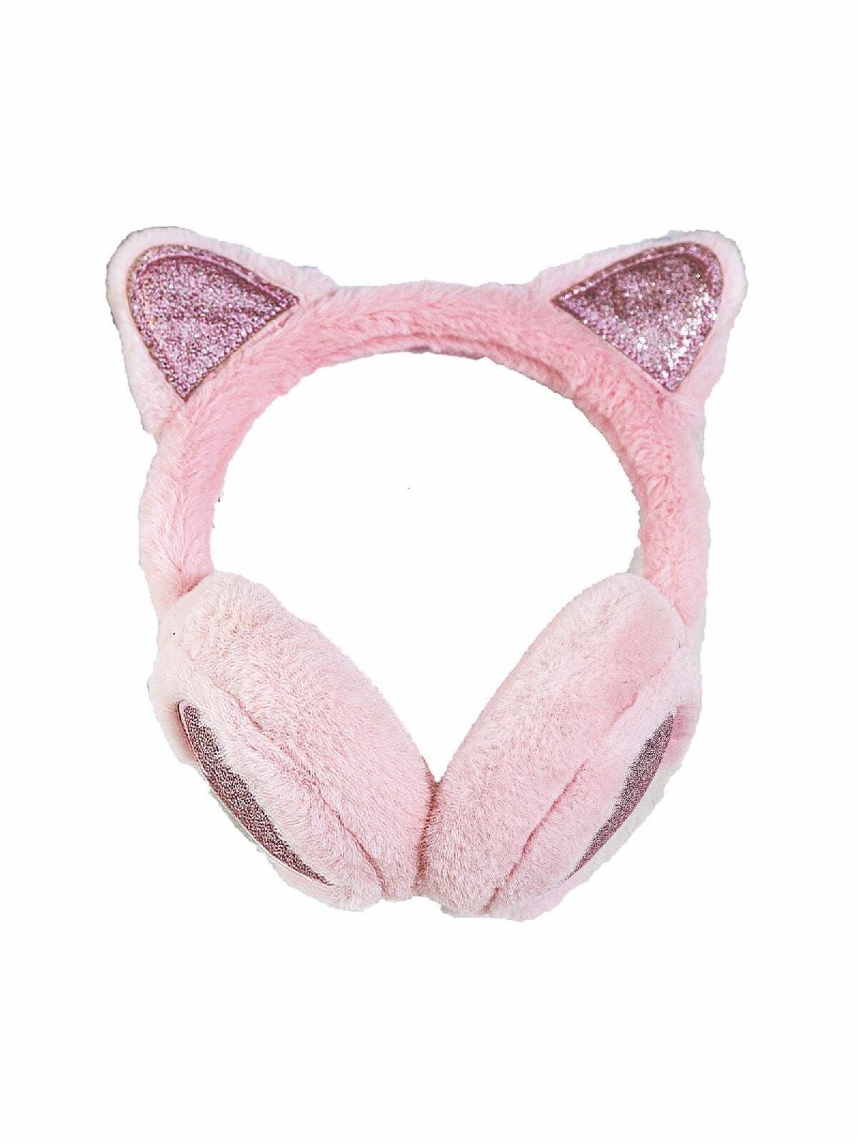 Наушники меховые, Зимние толстые плюшевые теплые наушники_розовый