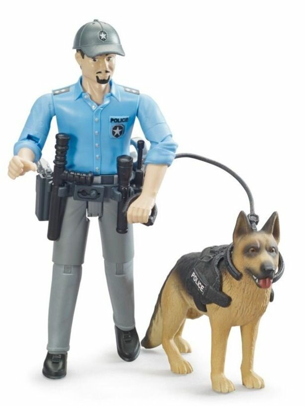 Фигурки и аксессуары Bruder - Игрушечная фигурка полицейского с собакой - Брудер 62150