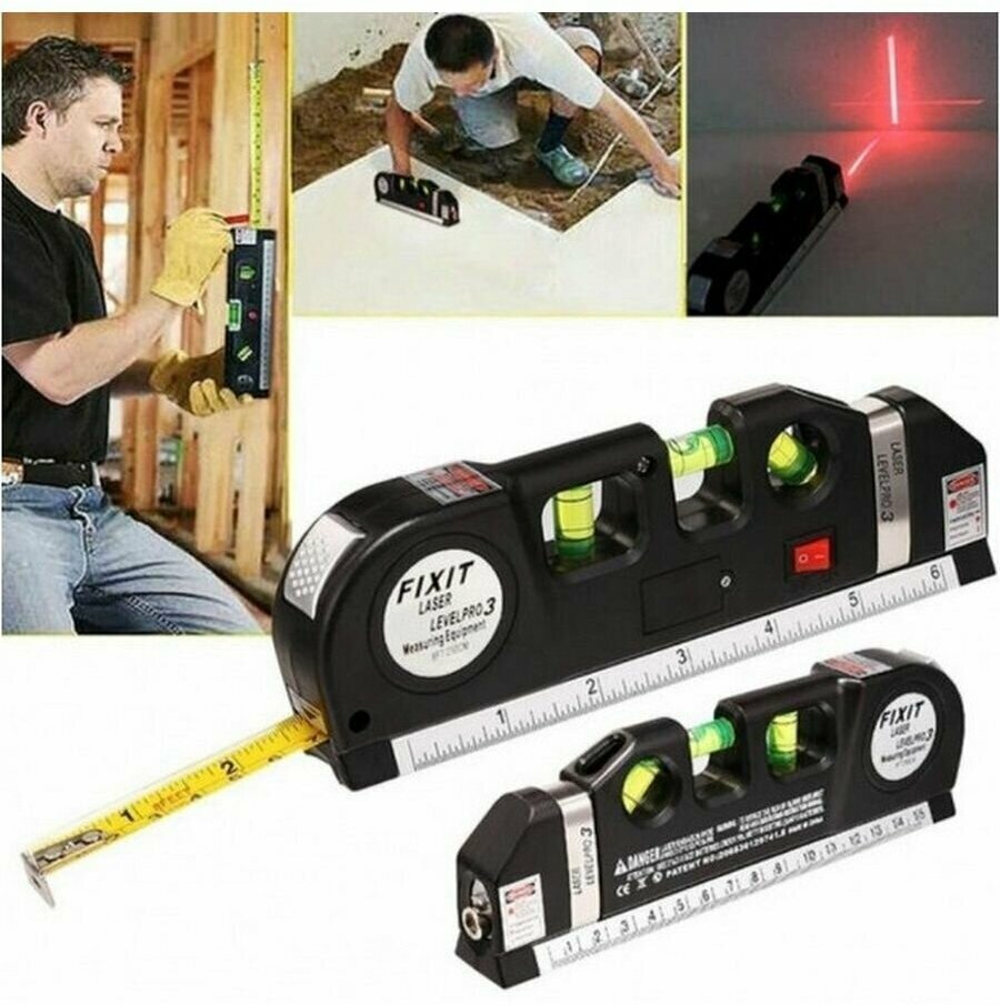 Уровень лазерный Laser Level Pro 3, 25 м, красный луч, 3 батарейки