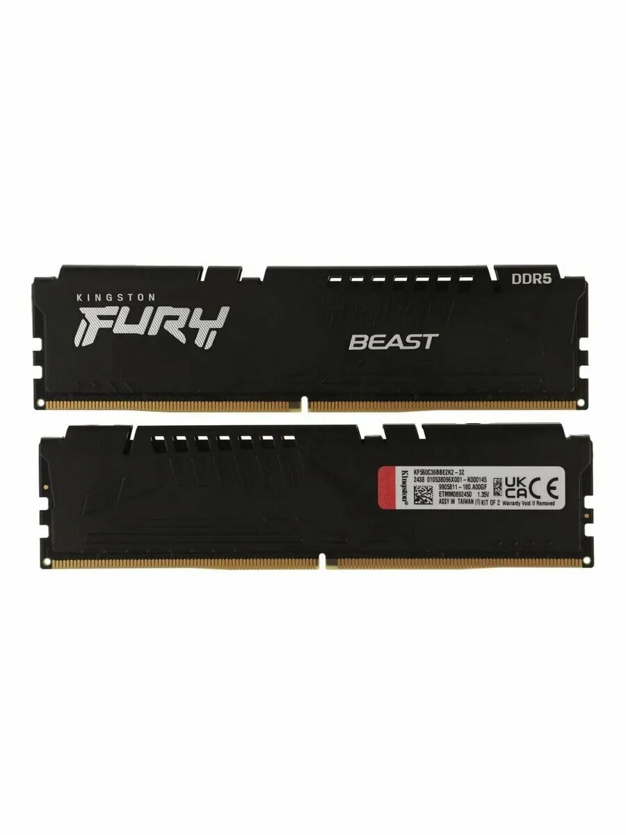 Оперативная память Kingston KF560C30BBEK2-16 черный 16Gb DDR5 DIMM 6000Mhz