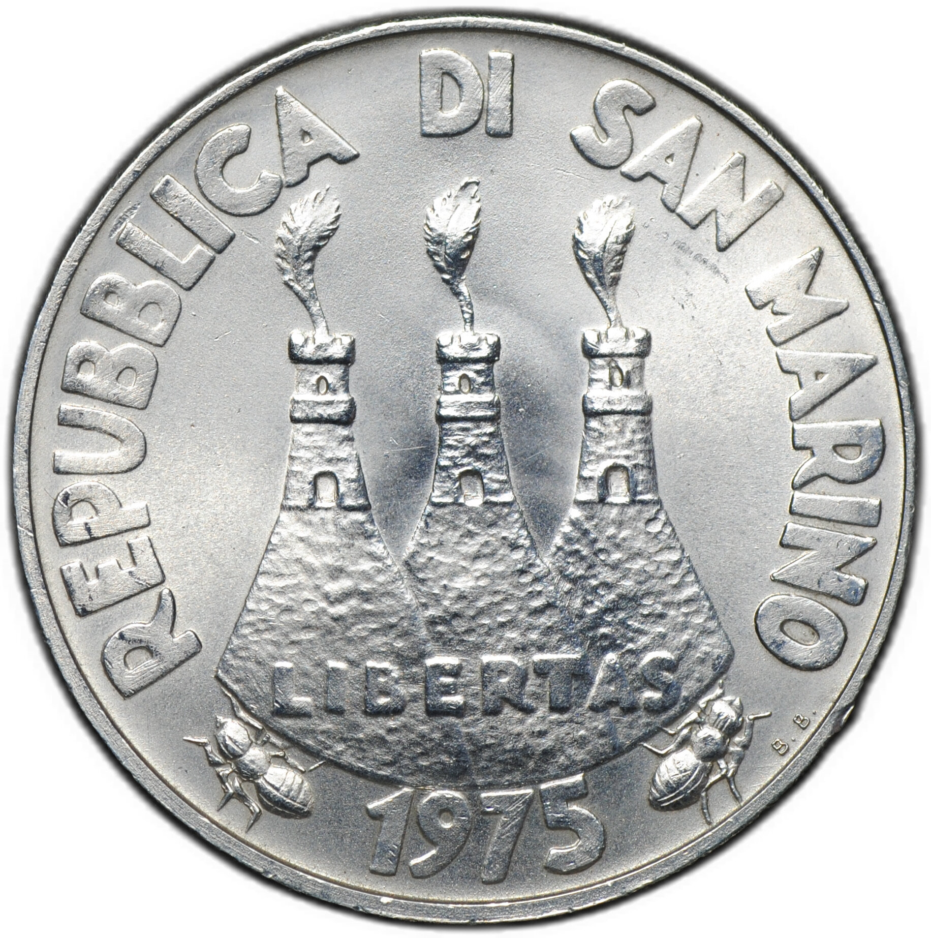 Монета 500 лир 1975 Любовь у животных Сан-Марино