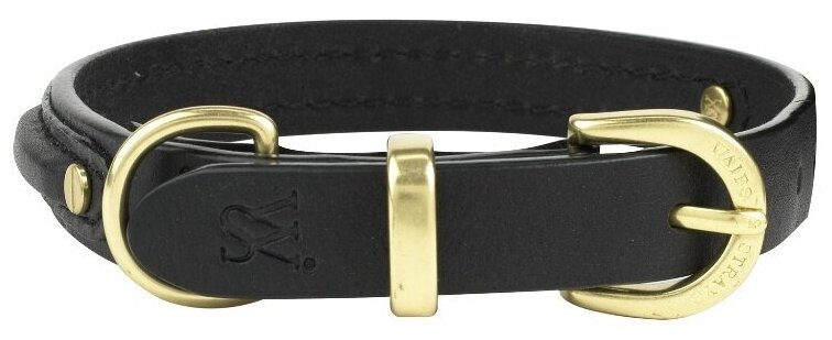 Ошейник для собак кожаный Waifs&Strays Classic многослойный с заклепками, черный, размер L (36 - 42,5 см)