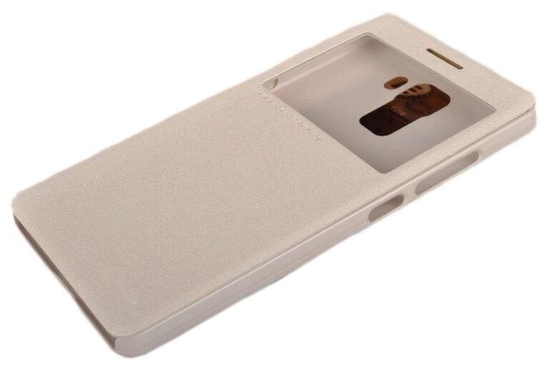 Чехол-книжка MyPads для Huawei Honor 7 белый с окошком для входящих вызовов водоотталкивающий