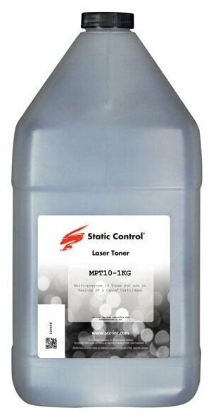 Тонер для принтера STATIC CONTROL черный, флакон 1000 г, для НР LJ P1005, 1006, 1505, 1606, P1102, 1322, M125 (MPT10-1KG)