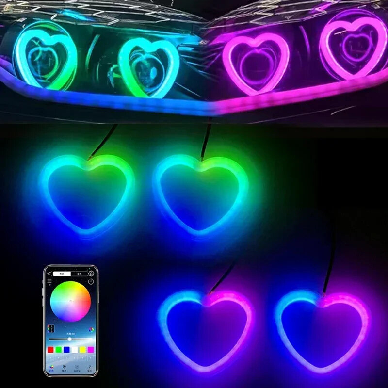Универсальный RGB светодиодный ободок ангельских глаз для автомобильных дневных ходовых огней с управлением через
