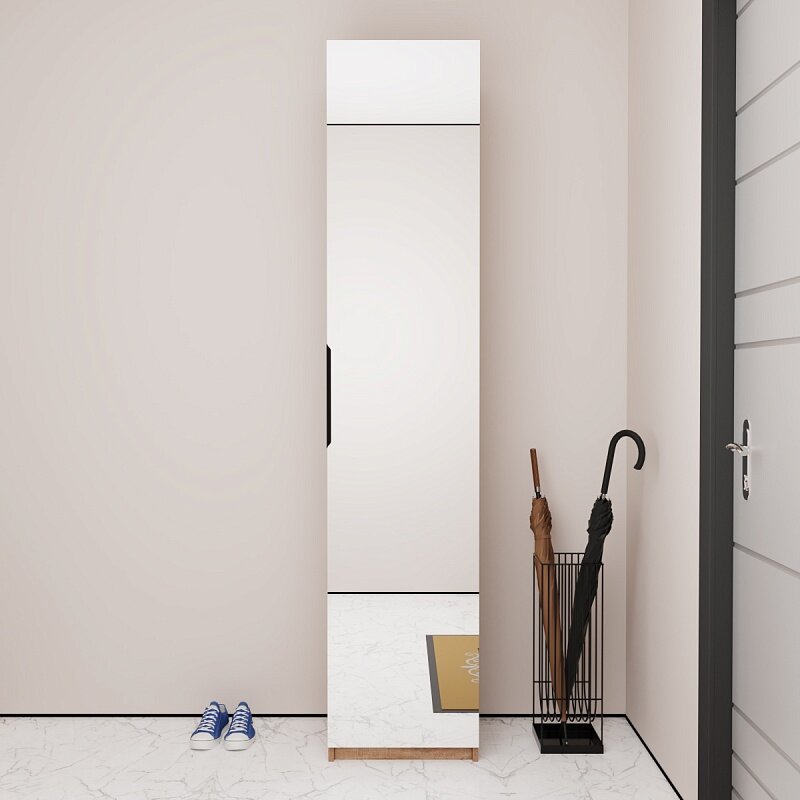 Пенал МебельЛэнд24 Астрис - 1 с зеркалом Белый 43x38x205 для одежды однодверный