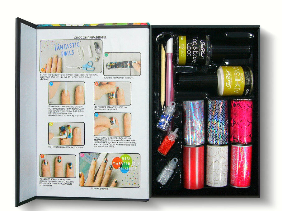 Фольга переводная для дизайна Jessnail Фольга, набор 6 шт, № 007