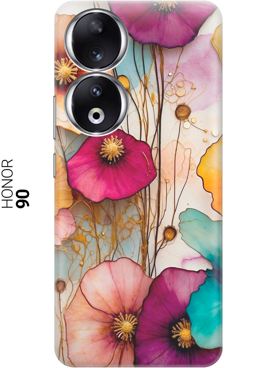 Силиконовый чехол на Honor 90 / Хонор 90 с рисунком "Панно из цветов"
